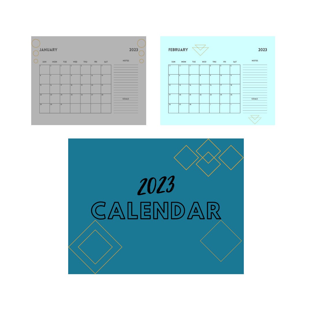 2023 Printable Calendar Landscape Boho/minimalist Monthly - Etsy