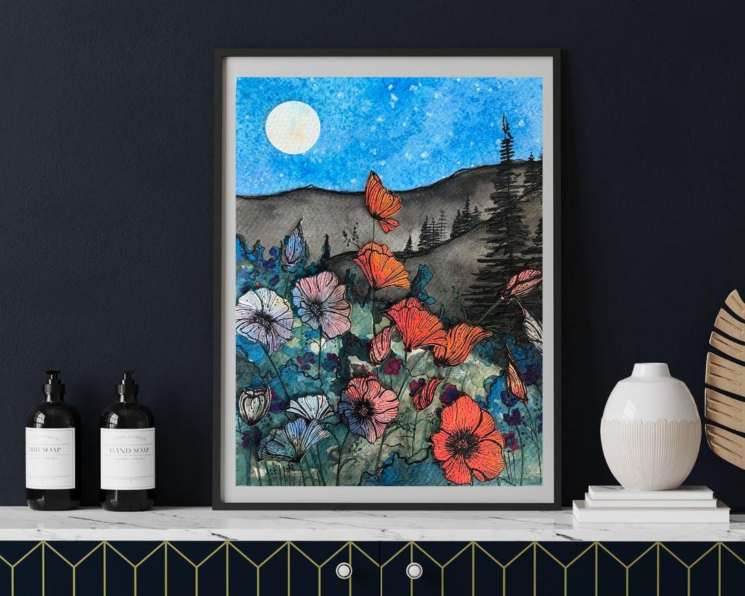 Poppy Art Print, Botanical Print, Poppy Watercolor Art, Watercolor ...