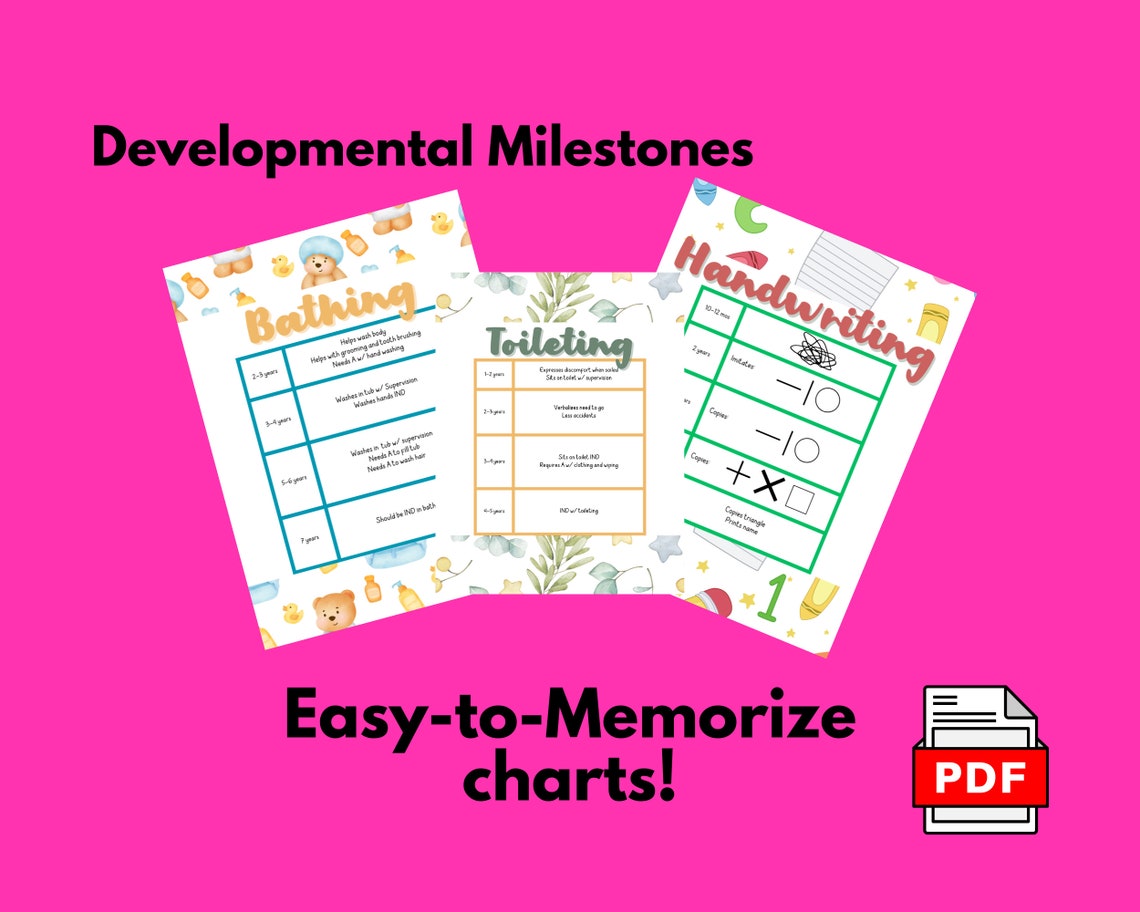 Developmental Milestone Charts Occupational Therapy - Etsy