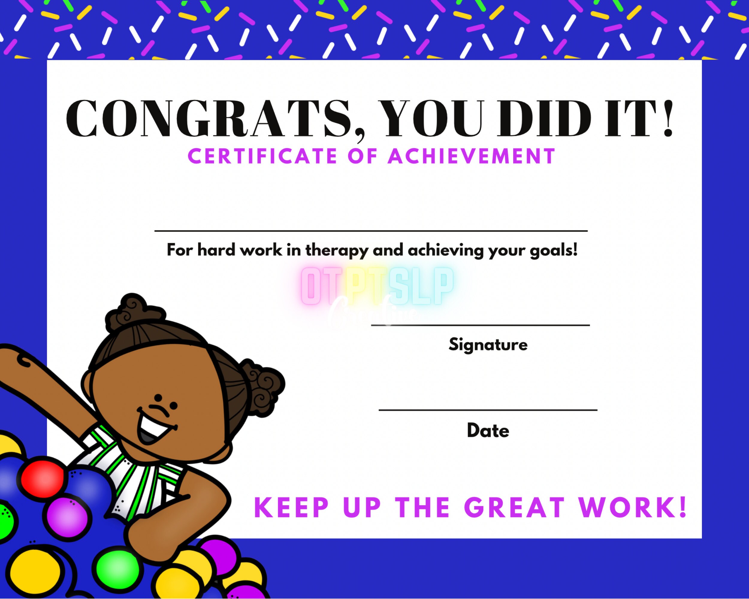 OT PT SLP Certificate of Achievement, Digital Download, School ...