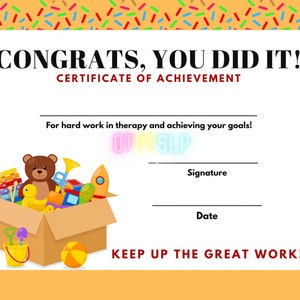 OT PT SLP Certificate of Achievement, Digital Download, School ...