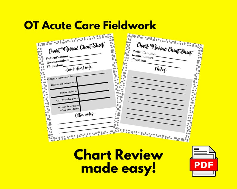 Occupational Therapy | Acute Care Chart Review Cheat Sheet for ...