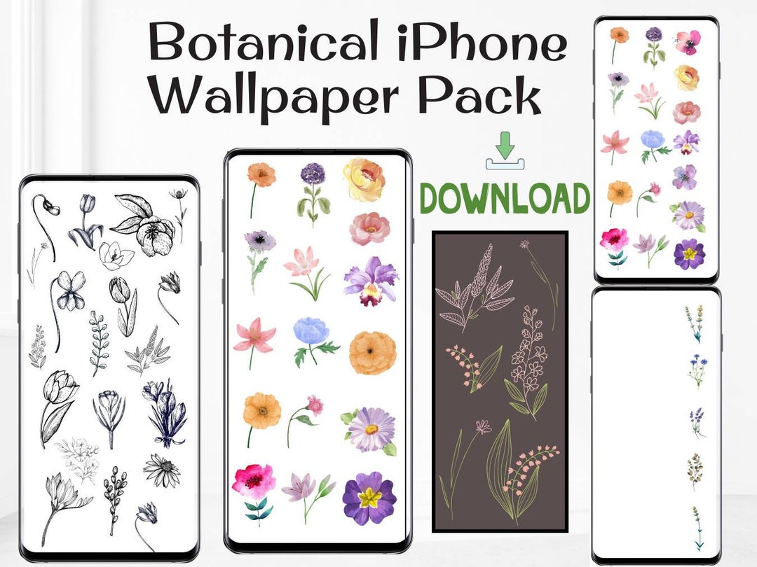 Botanical Iphone Wallpapers Digital Download Watercolor - Etsy
