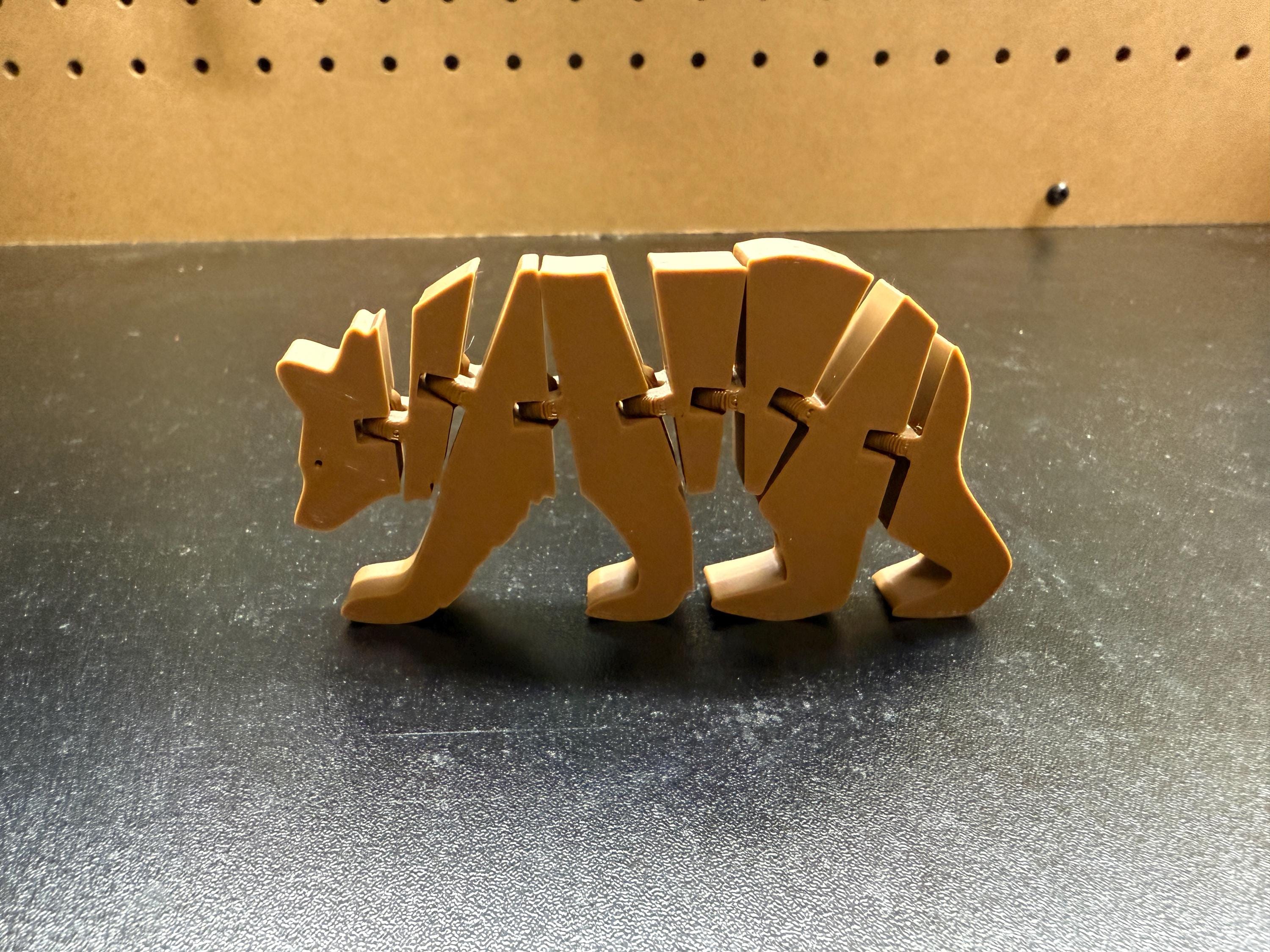 3D Printed Flexi Bear - Articulated Toy With Multiple Color Options - Etsy