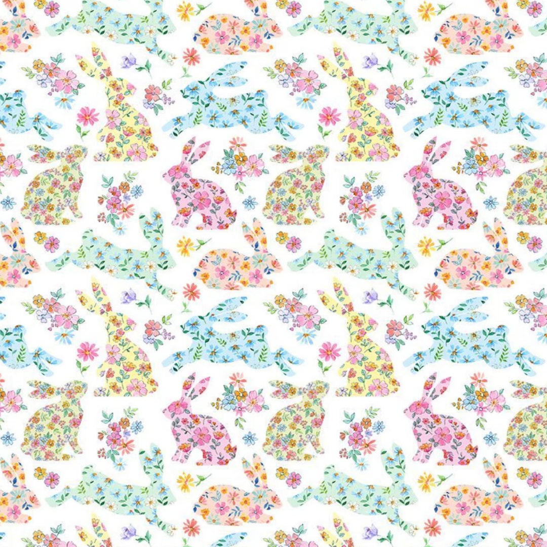 Bunny Fabric by Timeless Treasures - COTTON Quilting Fabric - Floral ...