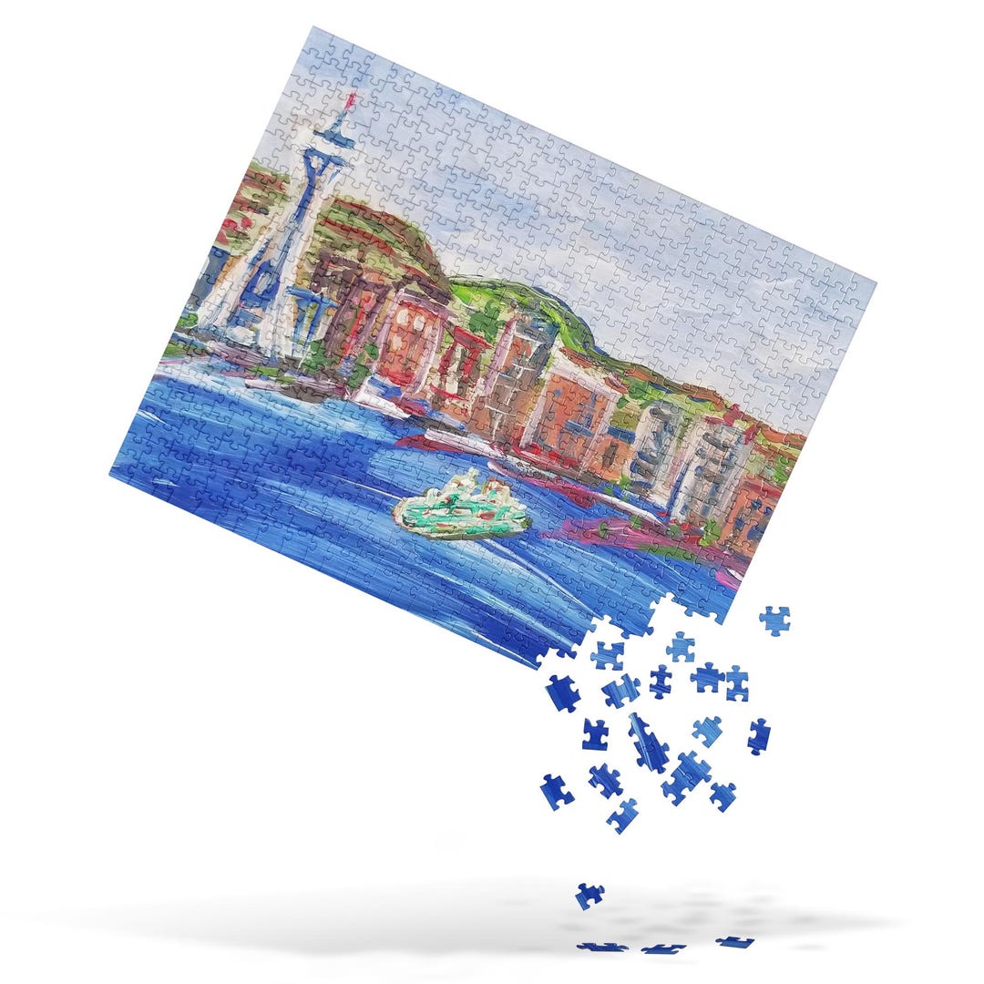 Hello Seattle Puget Sound Waterfront Landscape Jigsaw Puzzle Seattle ...