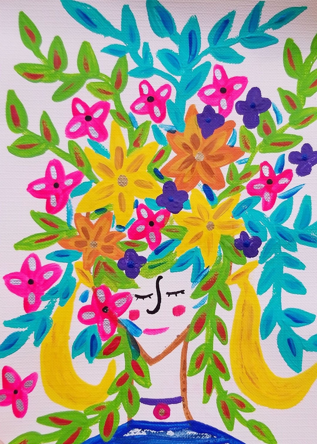 Banana Goddess PRINT 5x7 Tropical Wall Art Tropical Banana Painting ...