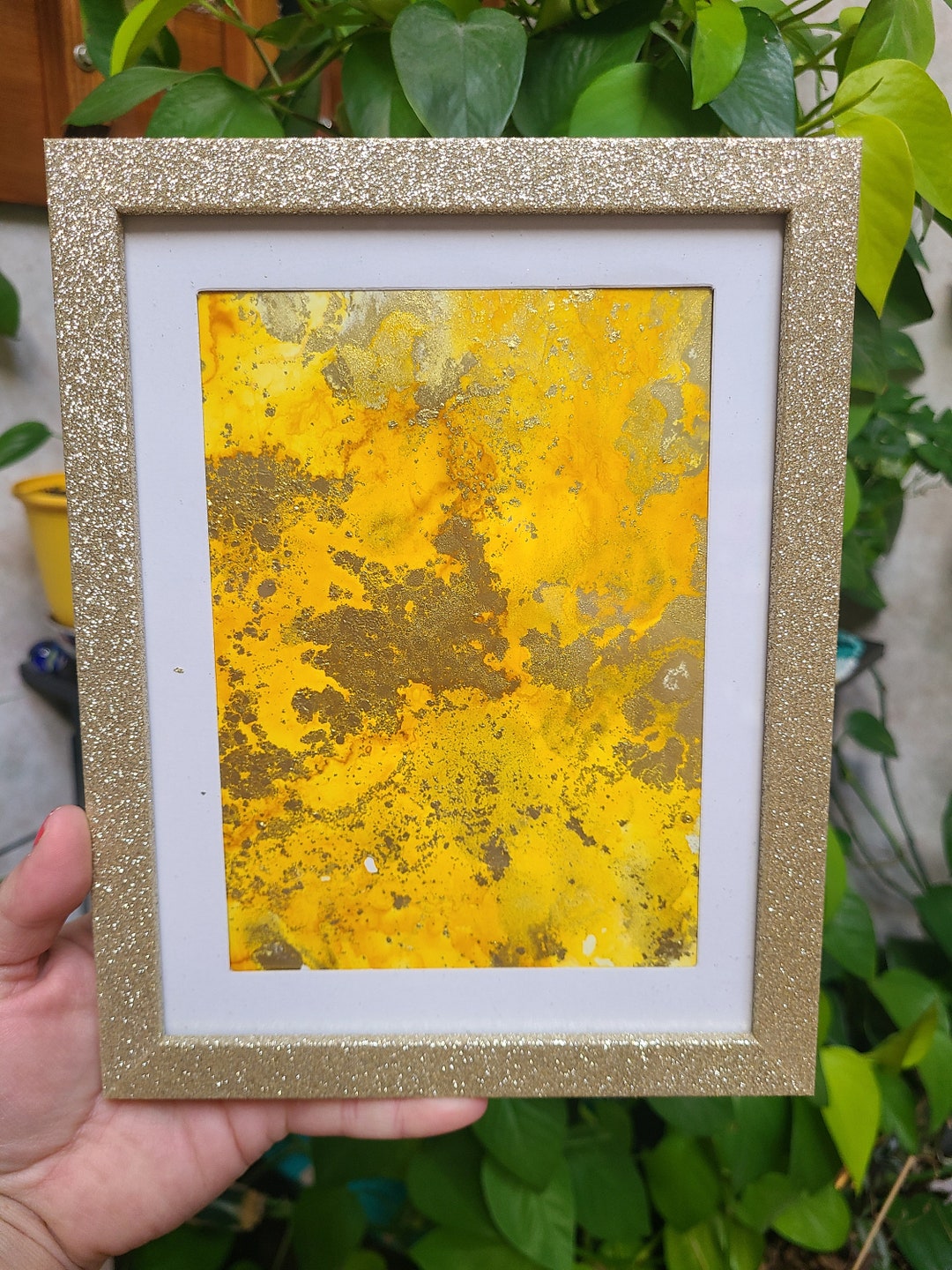 Bumblebee Dreamscape Original Alcohol Ink Painting in Gold Glitter ...