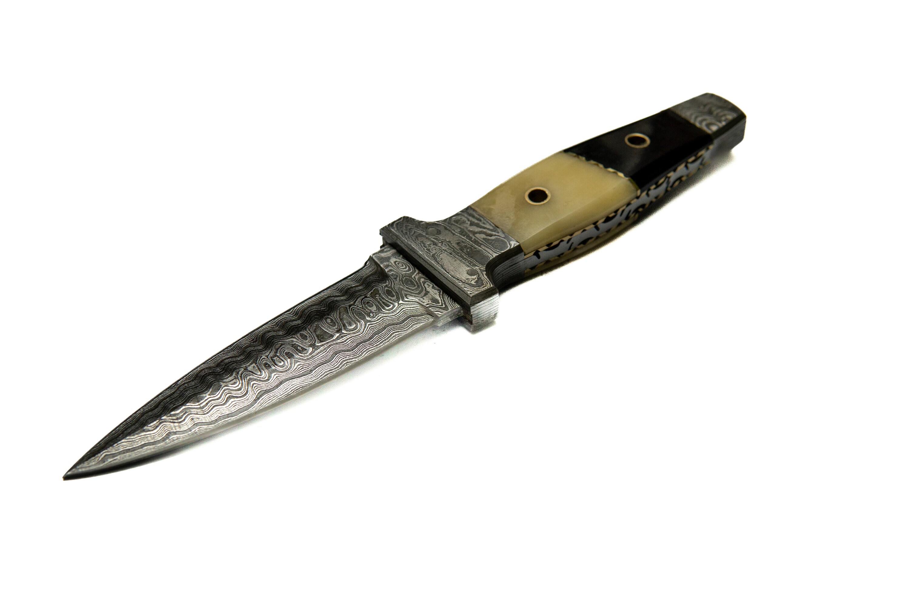 Damascus Steel Full Tang Dagger Knife With Camel and Bull Horn Handle ...