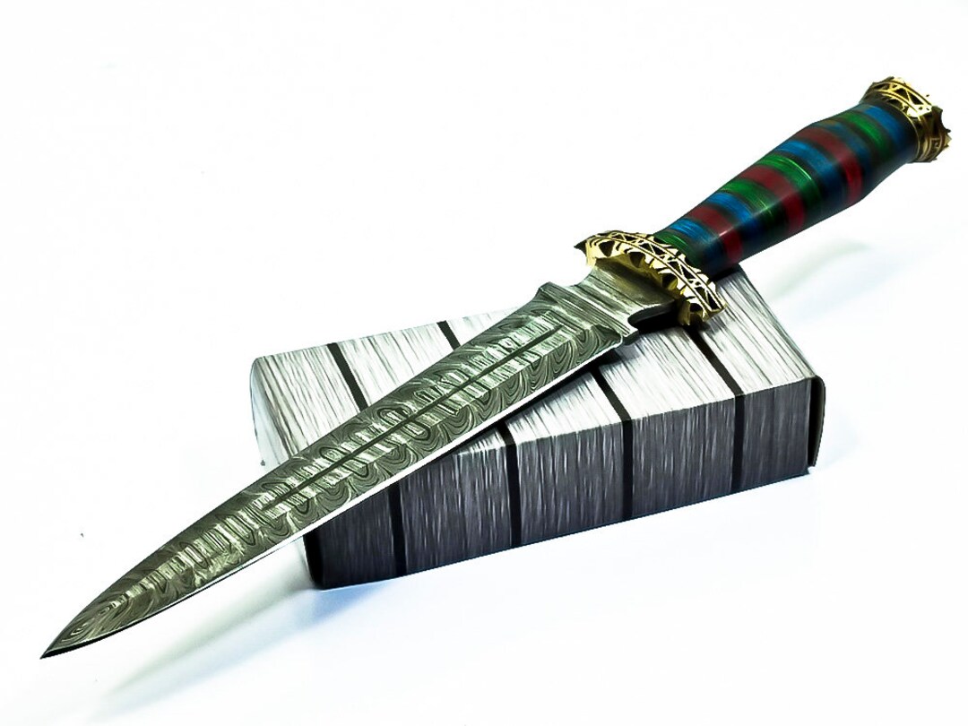 Custom Double Edge Dagger Damascus Steel Blood Grooved - Etsy