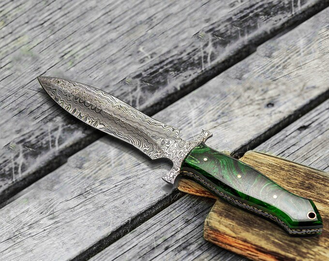 Damascus Steel Full Tang Dagger With Micarta Handle - Etsy