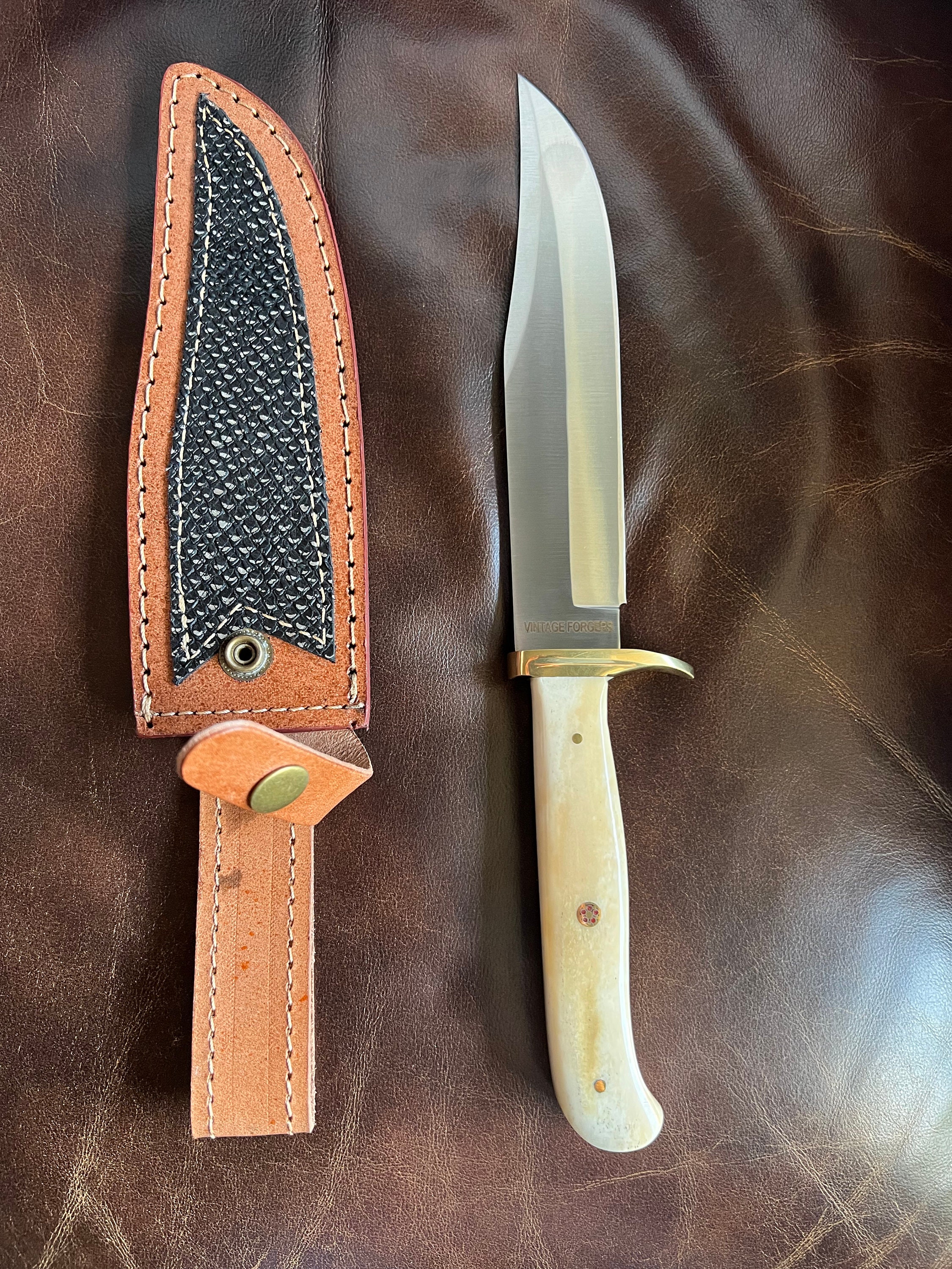 440C Steel Bowie Trailing Point Knife Pig Sticker Hog Hunting Knife ...