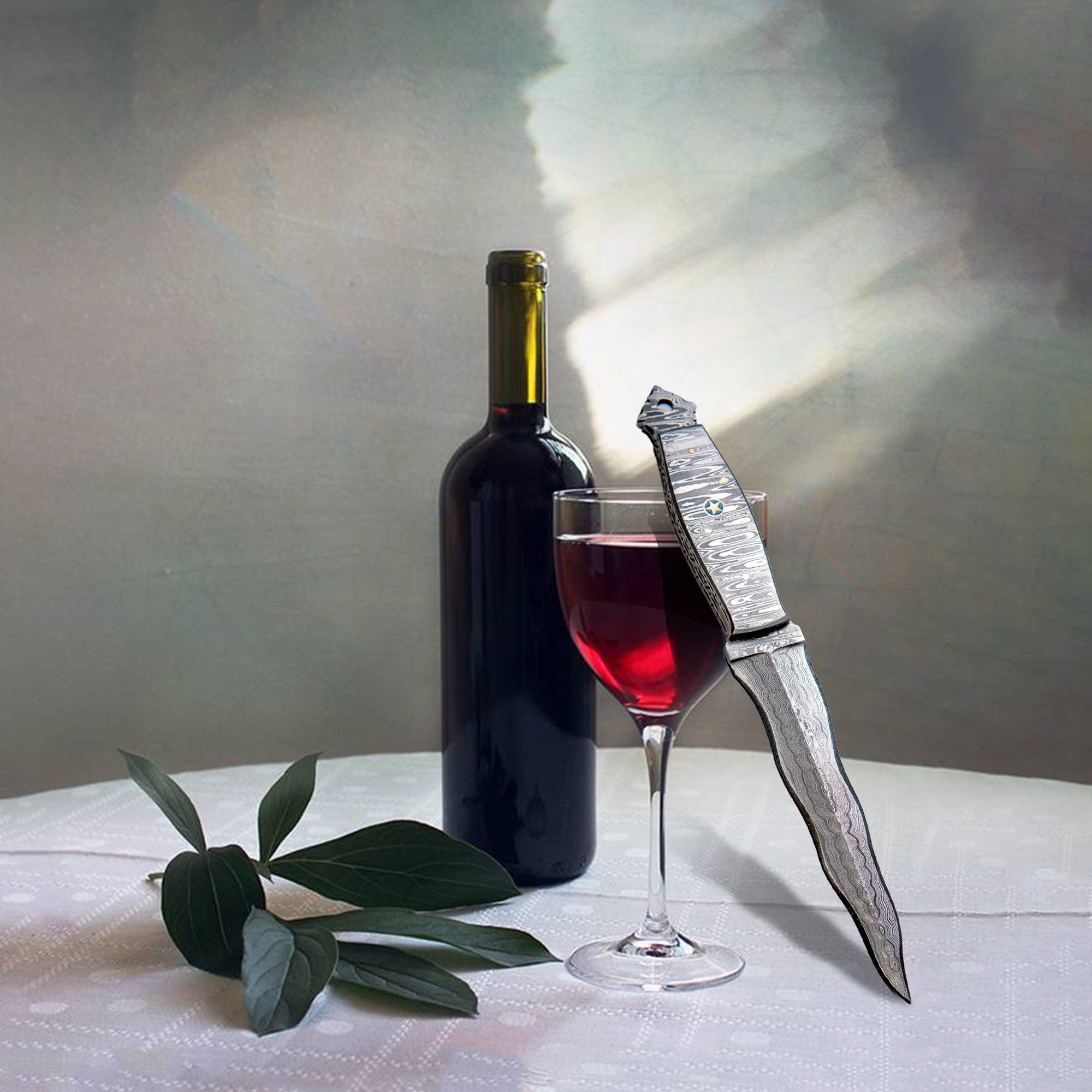 Kris Blade Full Tang Hunting Dagger With Forged Damascus Handle All Damascus Steel Blade Curved ...