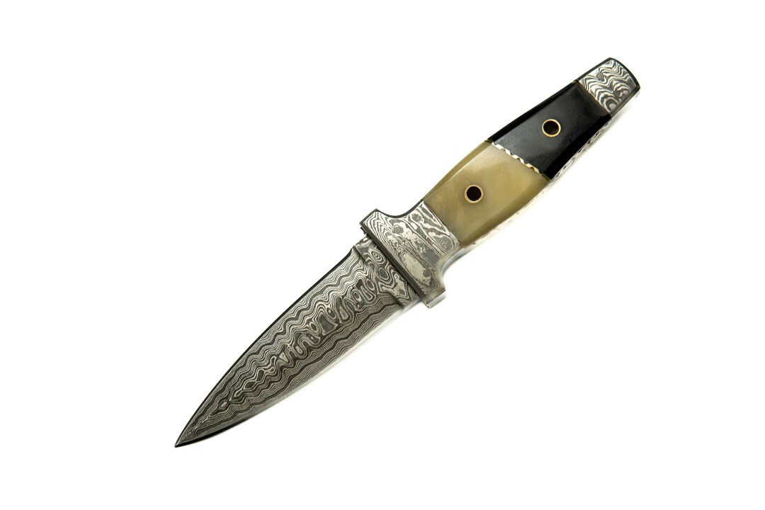 Damascus Steel Full Tang Dagger Knife With Camel and Bull Horn Handle ...