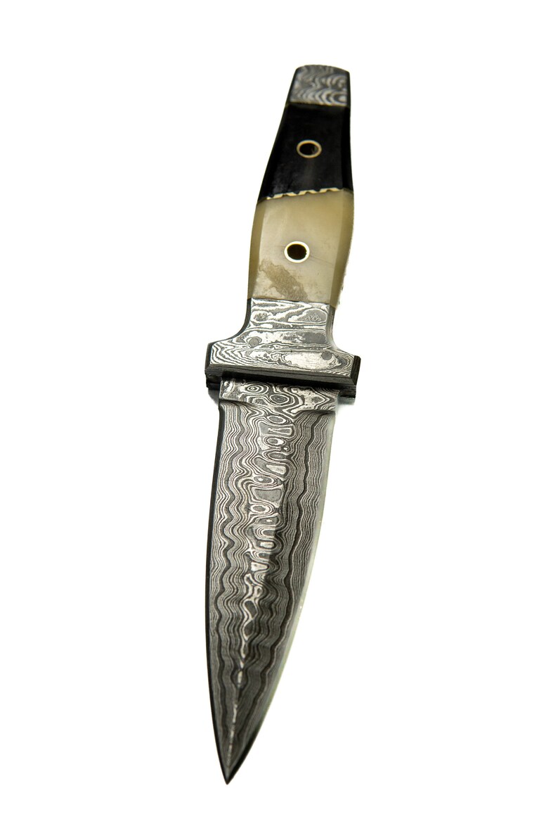 Damascus Steel Full Tang Dagger Knife With Camel and Bull Horn Handle ...