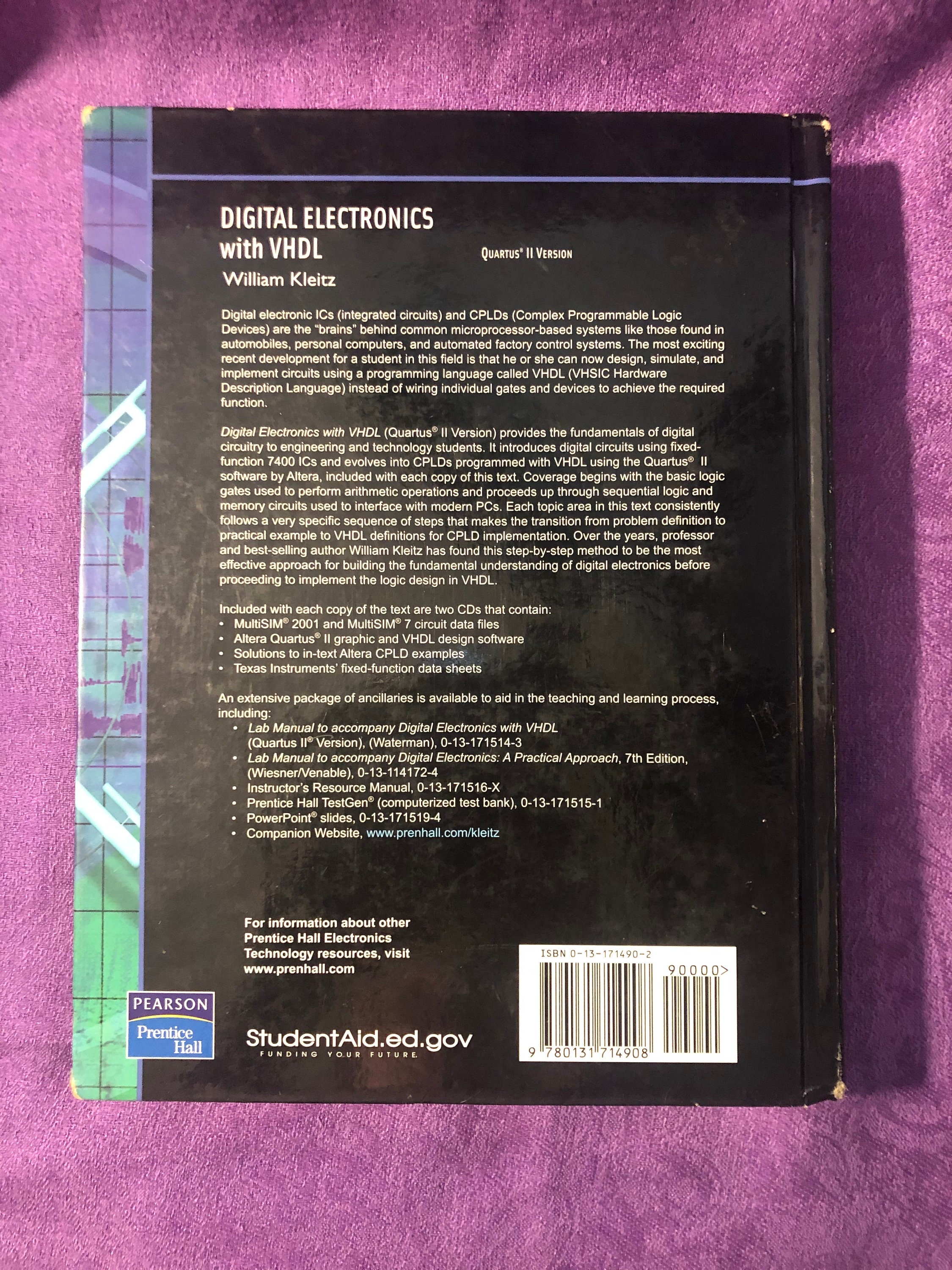 Digital Electronics With VHDL Textbook William Kleitz - Etsy