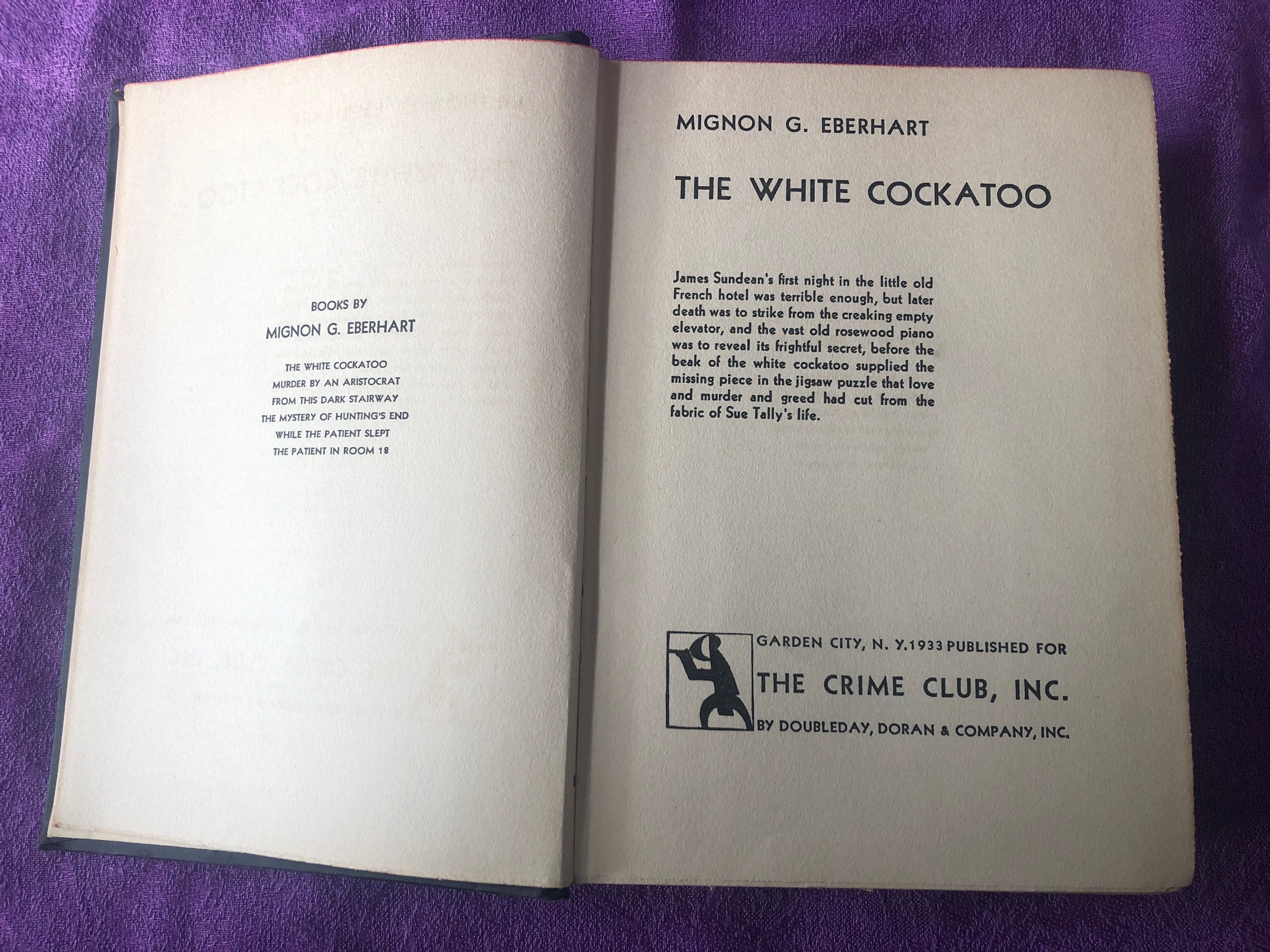 The White Cockatoo, by Mignon G. Eberhart, First Edition, Hardcover ...