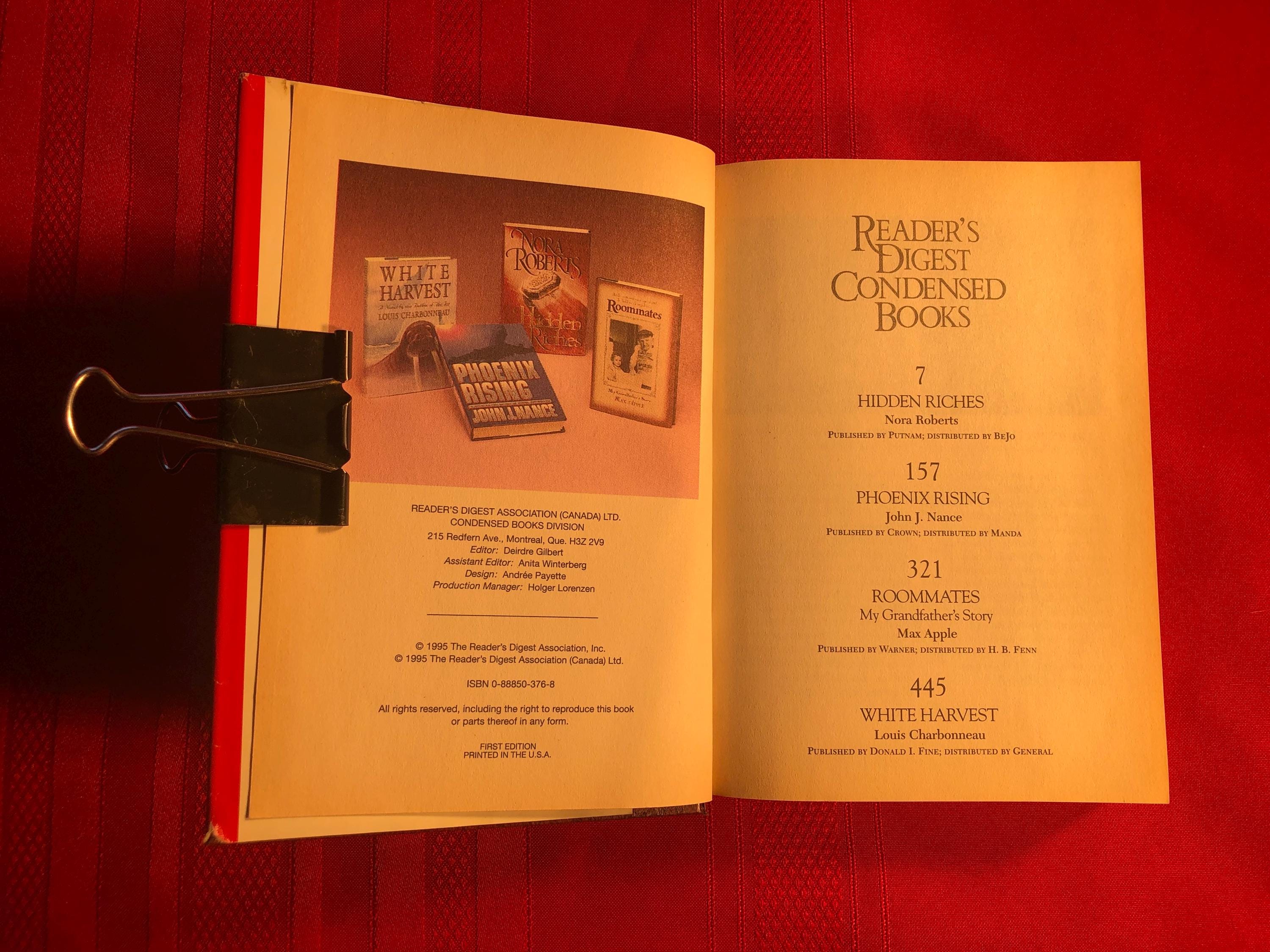 Reader's Digest Condensed Books, First Edition, Hardcover Book, 1995 ...