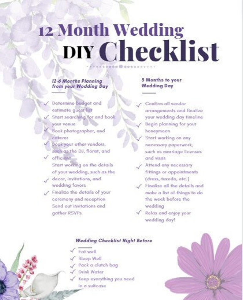 12 Month Wedding Template for DIY Bride - Etsy