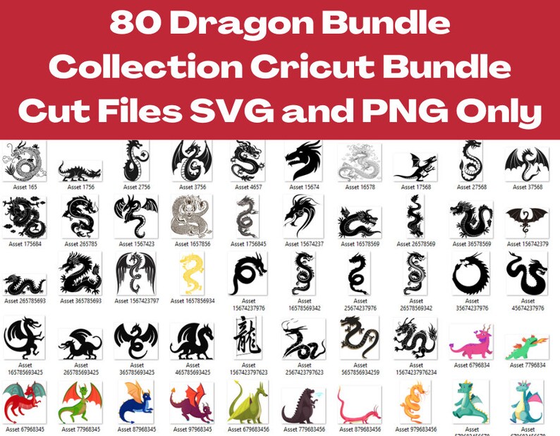 Dragon Bundle Collection Cricut Bundle Cut Files SVG and PNG - Etsy