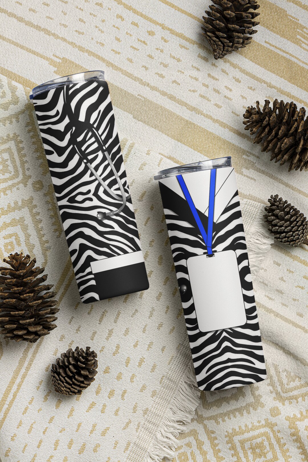 Zebra Scrubs 20oz & 30 Skinny Tumbler Wrap Nurse Name Bade Nurse ...