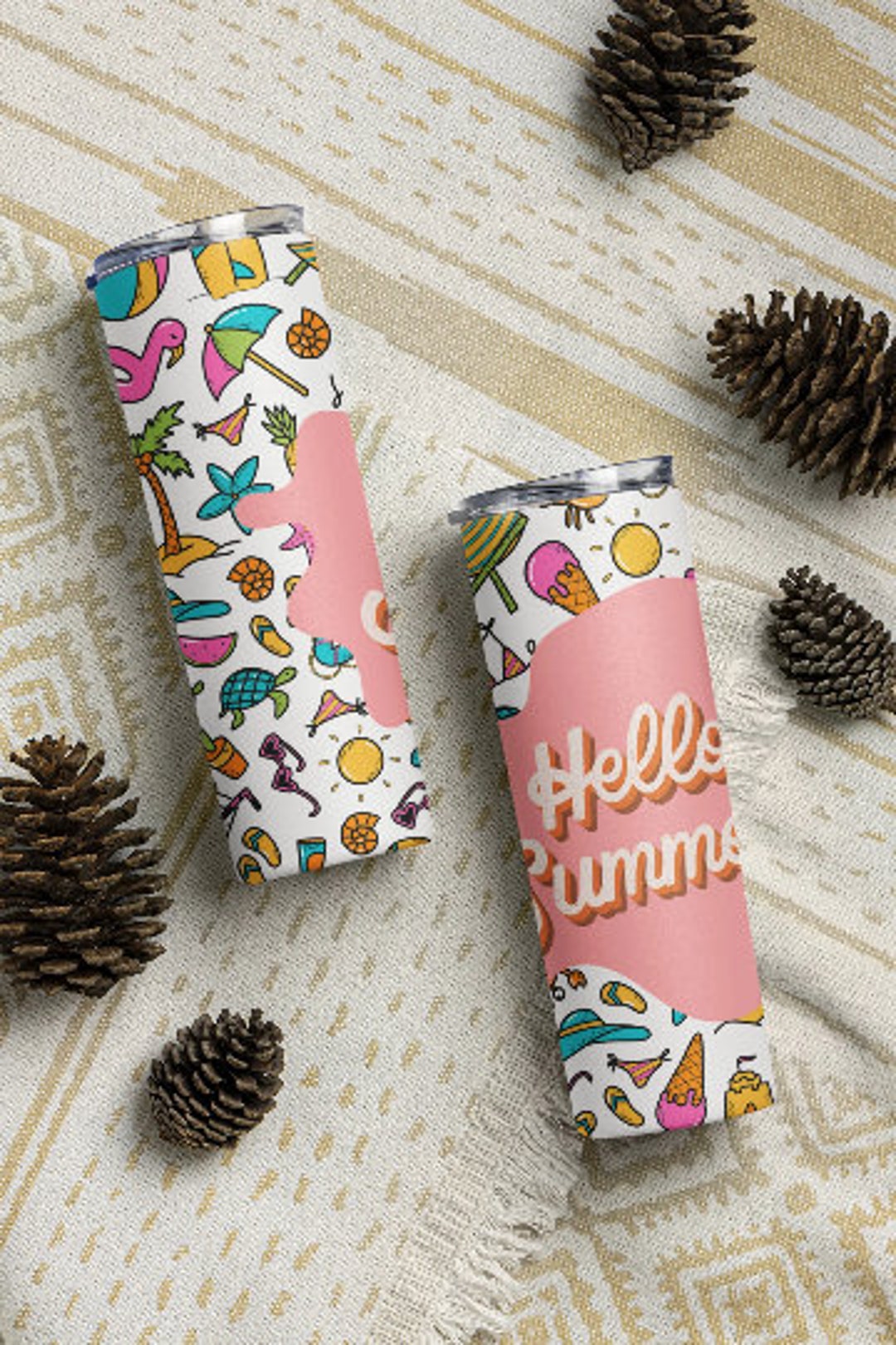 Hello Summer 20oz Skinny Tumbler, Hello Summer Sublimation Tumbler ...