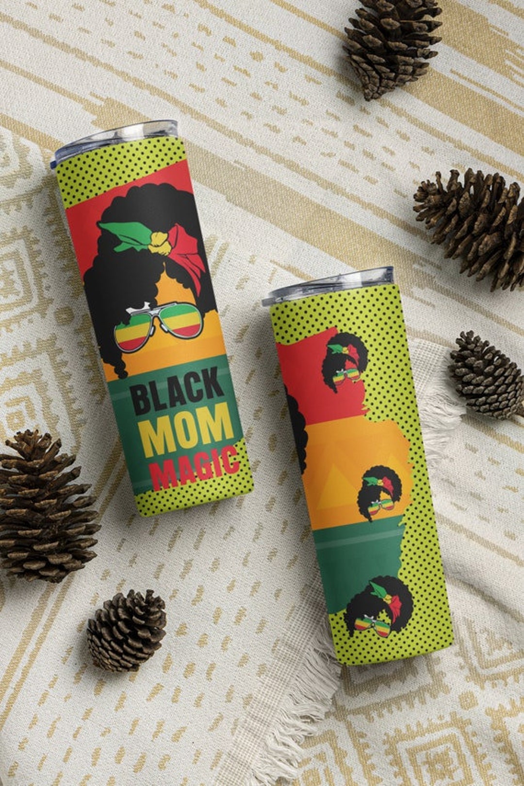 Black Mom Magic 20oz & 30oz Skinny Tumbler Wrap | Black Mom PNG ...