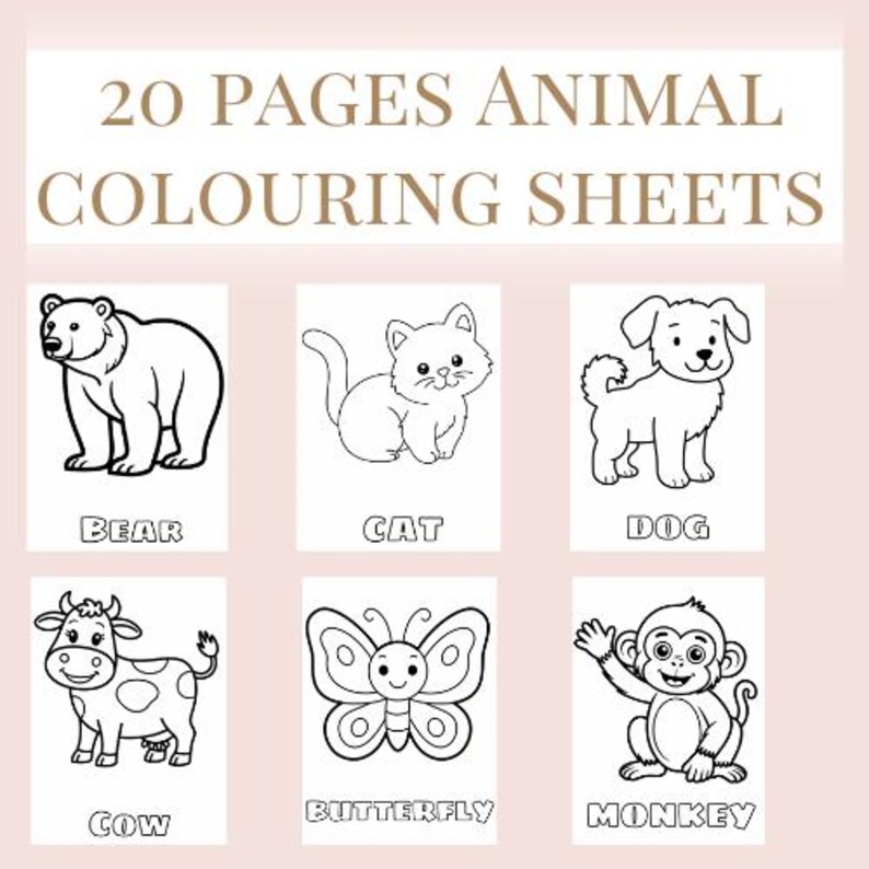 Animal Colouring Sheets for Kids - Etsy