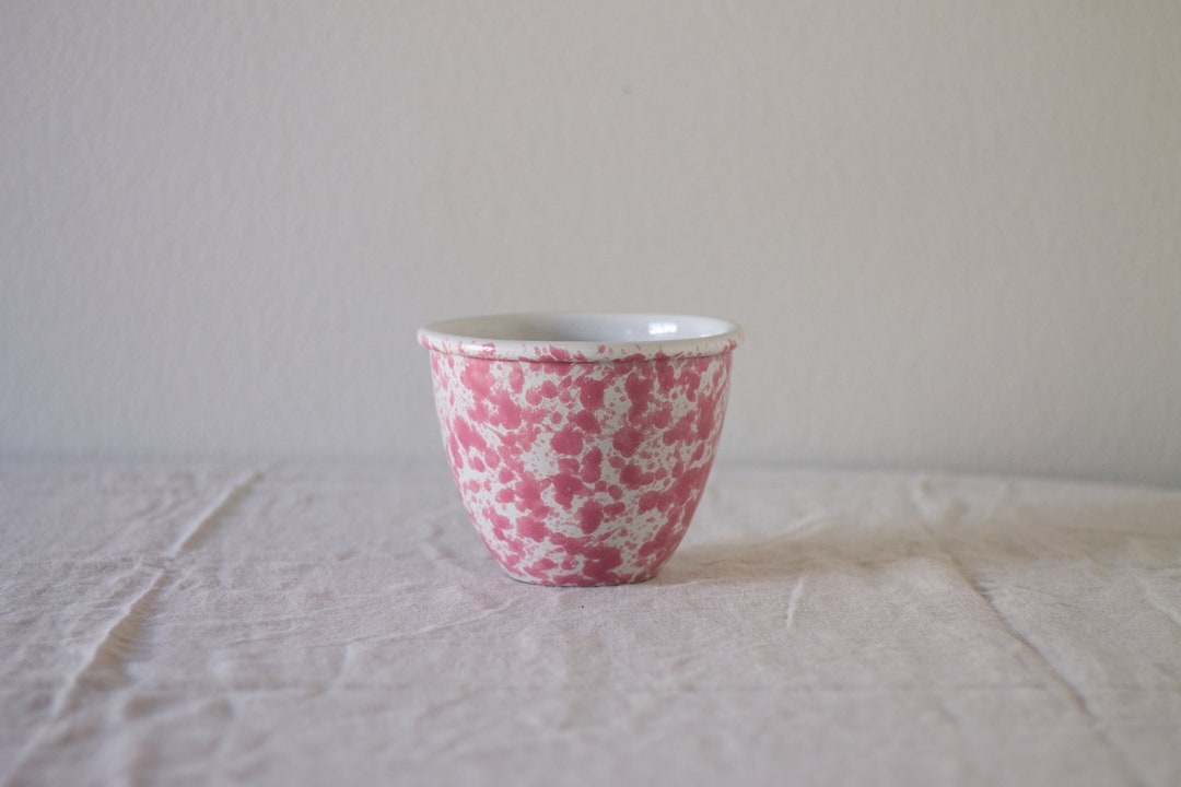 Pink & White Spongeware Stoneware Bowl Spatterware - Etsy