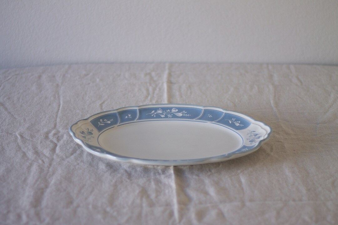 Vintage Victory Blue Stoneware Platter Noritake Blue Flowers - Etsy