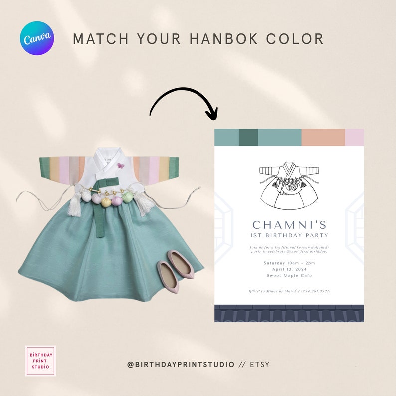 Girl Hanbok Birthday Dohljanchi Invitation, Dohl Korean Invitation ...