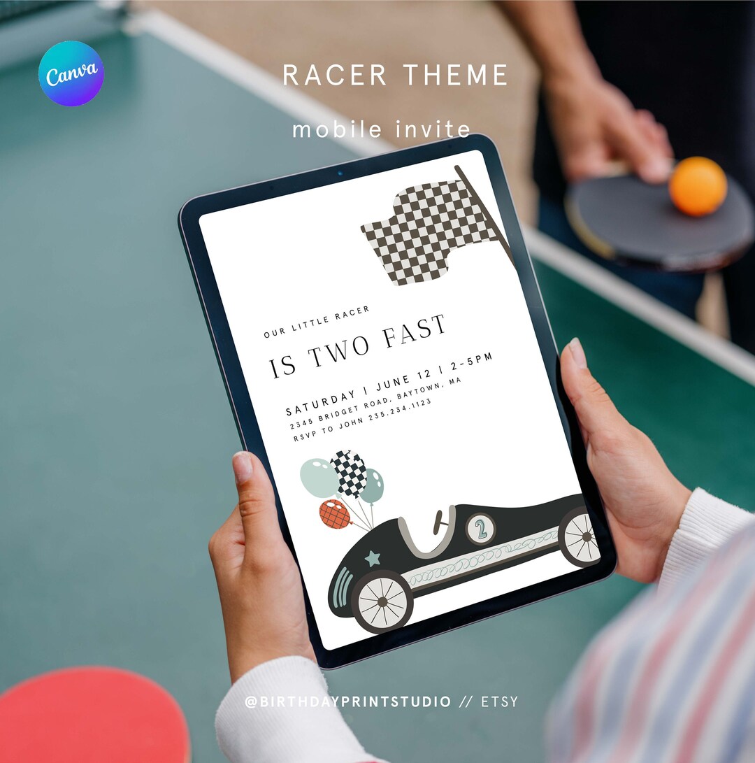 Two Fast Birthday Invitation, Two Fast Birthday, Two Fast Race Car ...