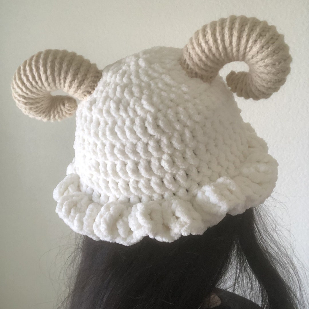Fluffy Crochet Ram Bucket Hat - Etsy
