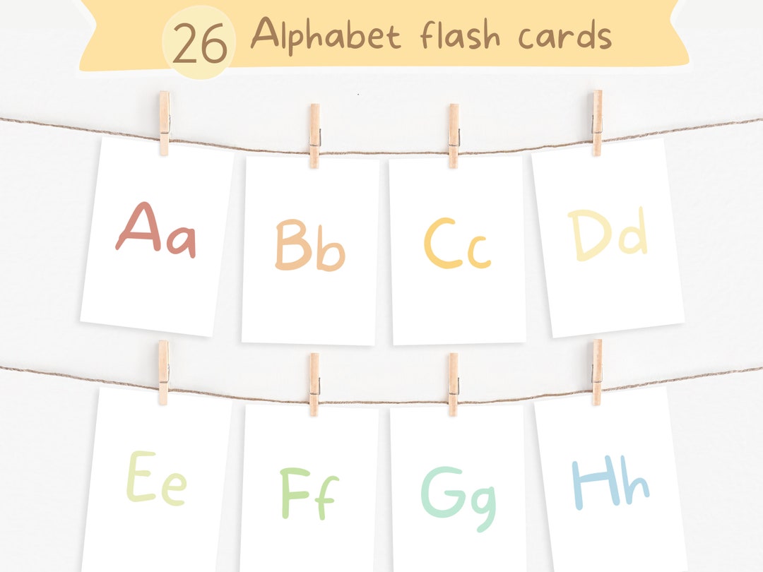 26 Alphabet Flash Cards, Toddler + Kids Learning Tools + Prints ...