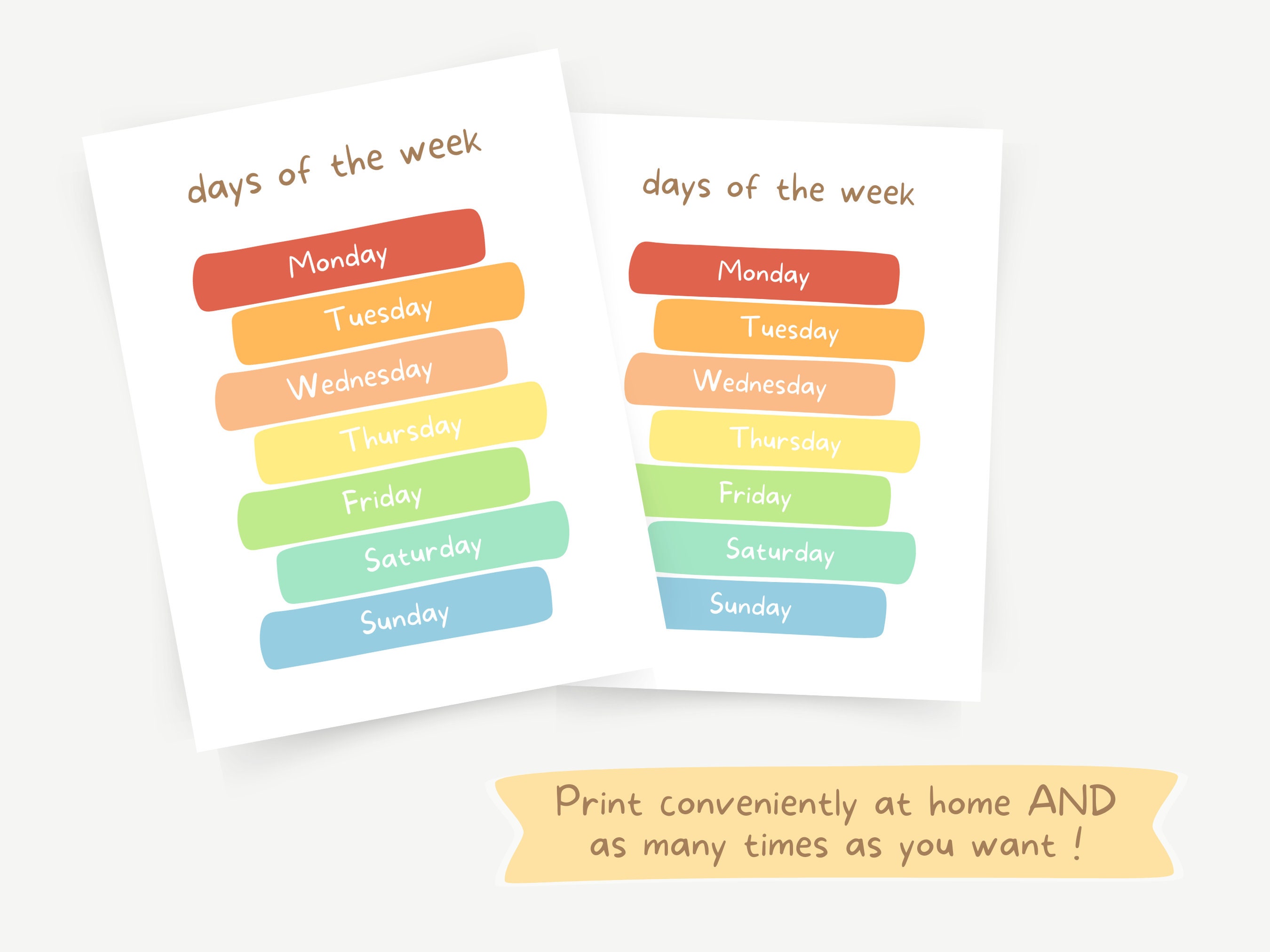 Days of the Week Educational Print, Playroom Learning Decor, Classroom ...