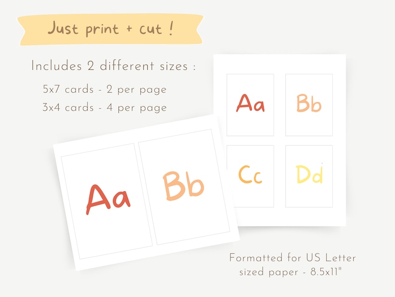 26 Alphabet Flash Cards, Toddler Kids Learning Tools Prints, Homeschool ...