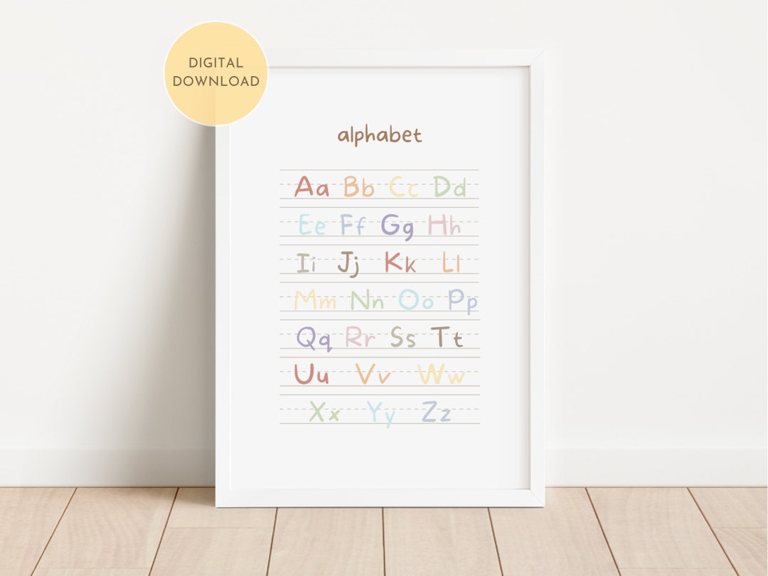 Alphabet Educational Print, Rainbow Learning Playroom Decor, Classroom ...