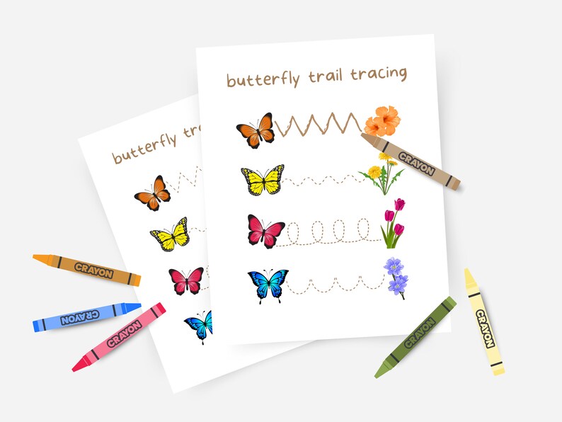 Butterfly Trail Tracing Print, Learning Activity, Educational Playroom ...