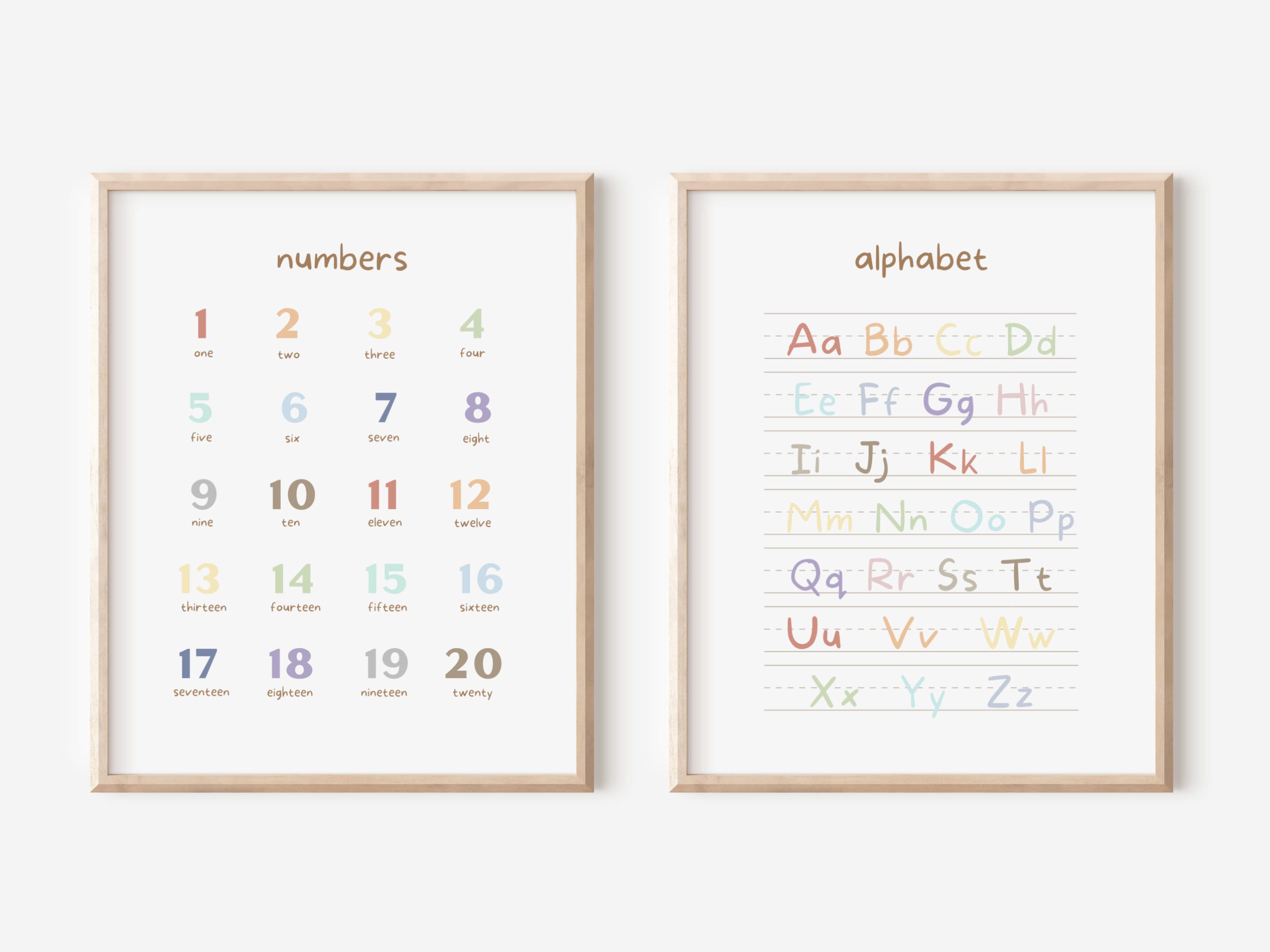 Set of 2 Numbers and Alphabet Educational Posters, Playroom Decor ...
