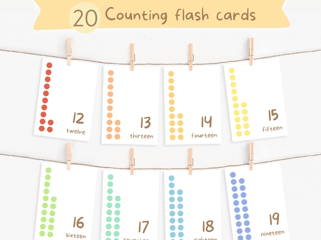 20 Counting Flash Cards, Numbers, Toddler + Kids Learning Tools ...