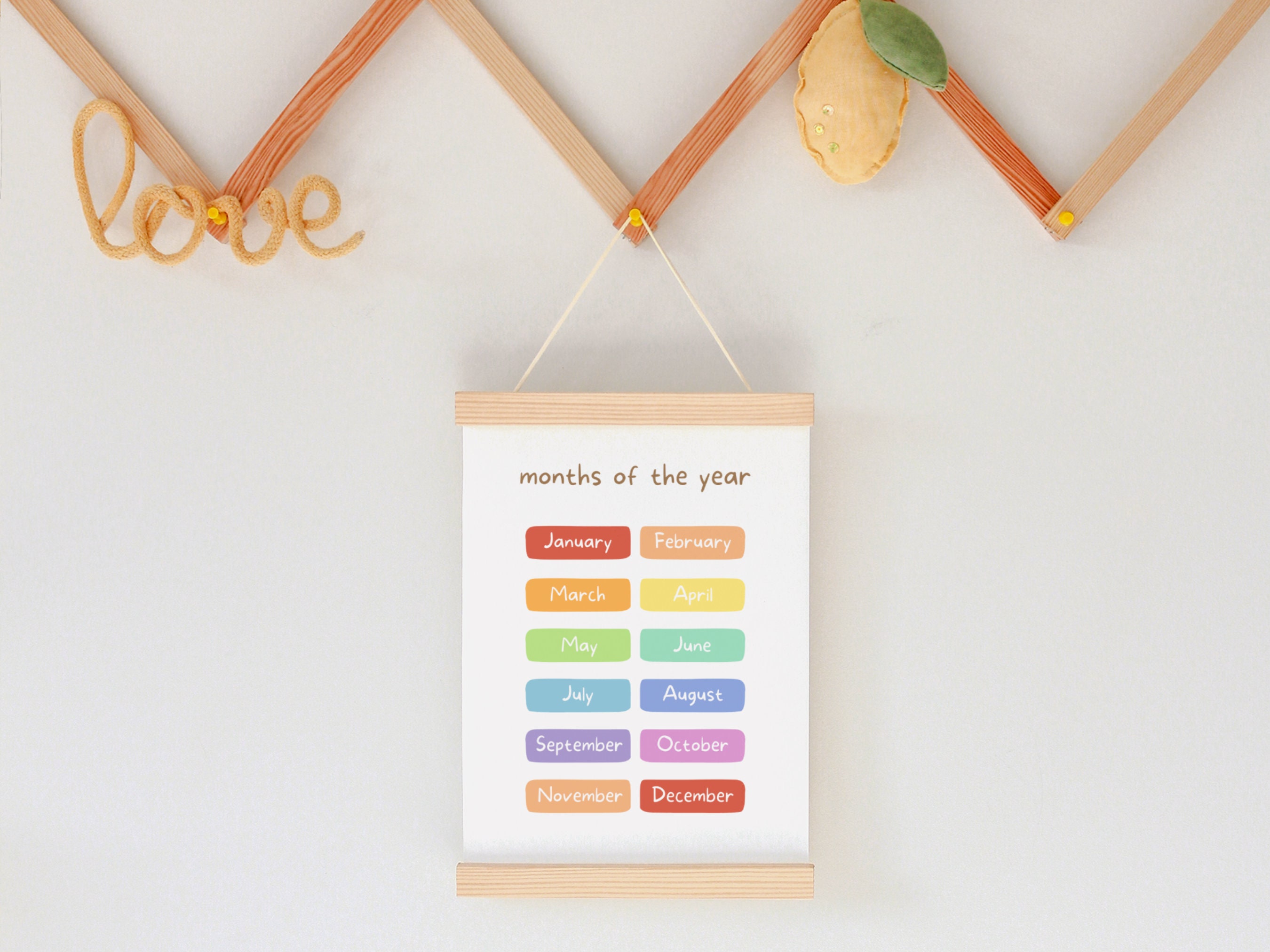 Months of the Year Educational Print, Playroom Learning Decor ...