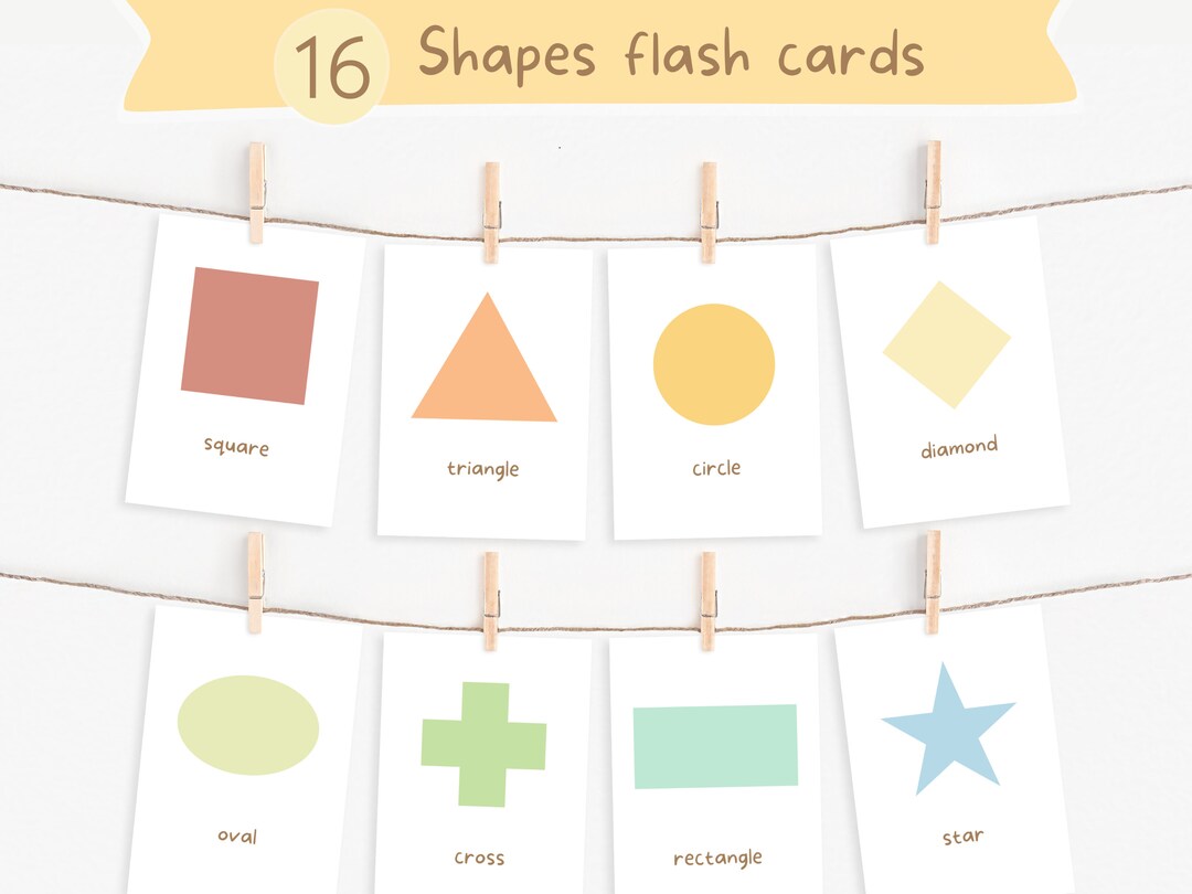 16 Shapes Flash Cards, Toddler + Kids Learning Tools + Prints ...