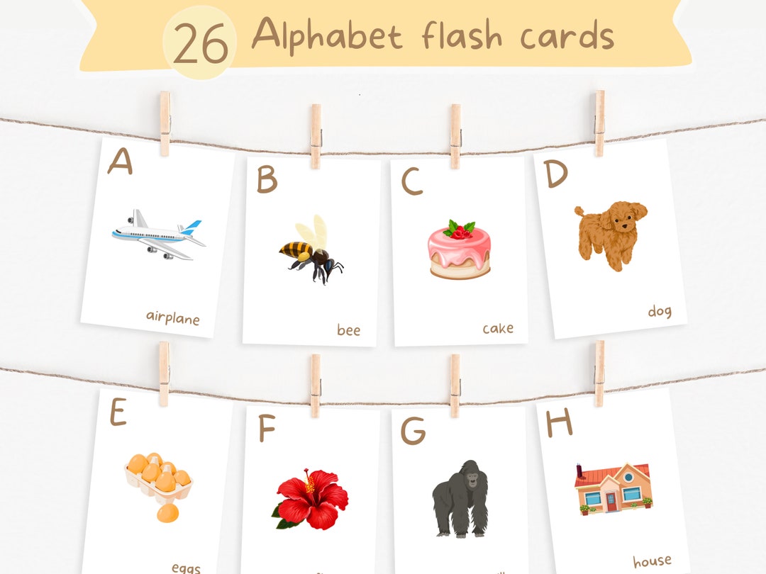 26 Alphabet Flash Cards, Toddler + Kids Learning Tools + Prints ...