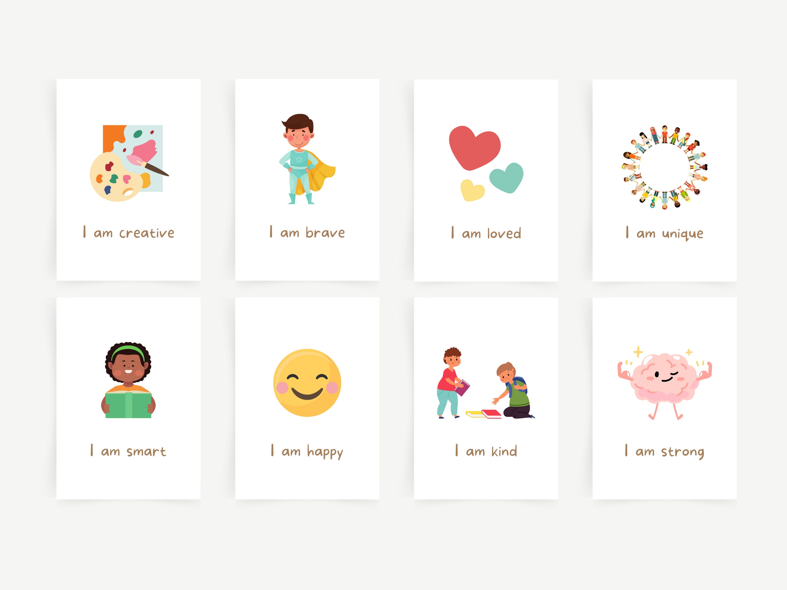 8 Affirmation Flash Cards, Toddler + Kids Positivity Tools + Prints ...
