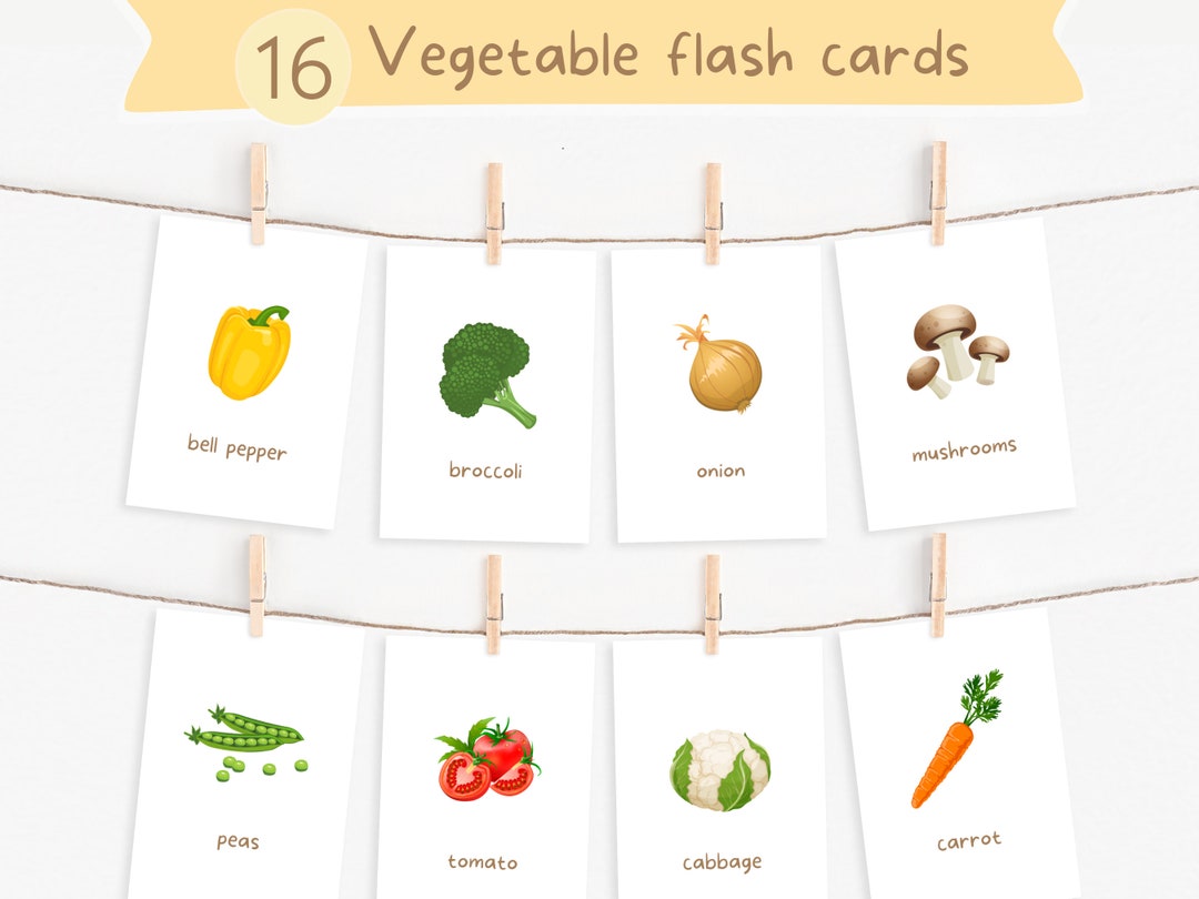 16 Vegetable Cards, Toddler + Kids Learning Tools + Prints, Homeschool ...
