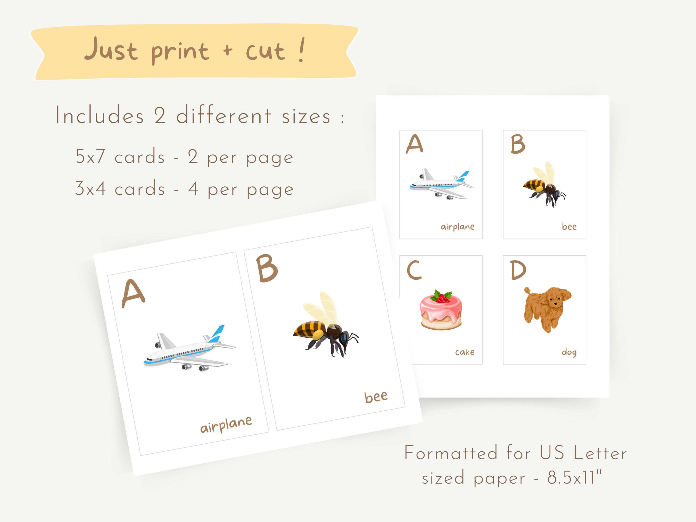 26 Alphabet Flash Cards, Toddler + Kids Learning Tools + Prints ...