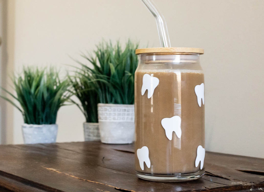 Tooth Glass Iced Coffee Cup | 16oz | Dental Gift | Hygienist | Dentist ...