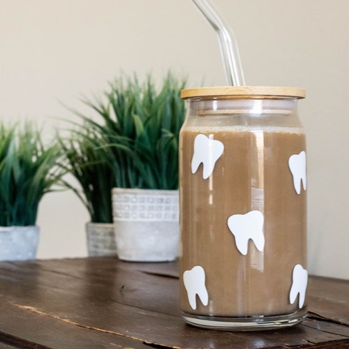 Tooth Glass Iced Coffee Cup 16oz Dental Gift Hygienist - Etsy
