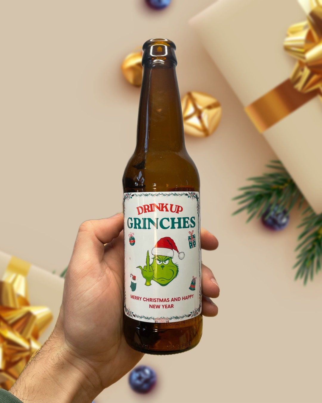 Drink up Grinches Holiday Beer Labels Festive - Etsy