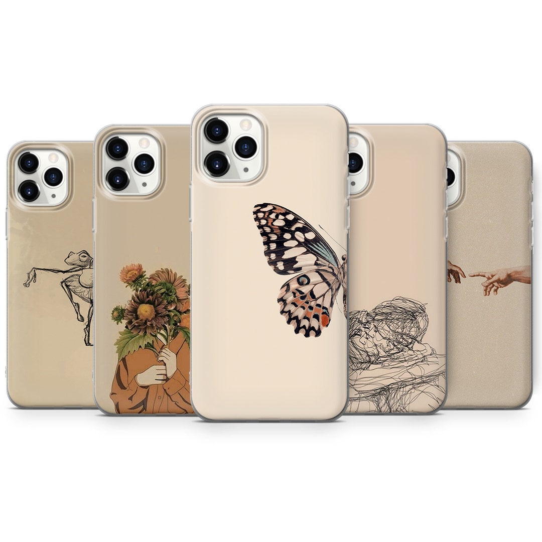 Coffee Brown Phone Case Beige Aesthetic Cover for iPhone 16 15 14 13 12 ...